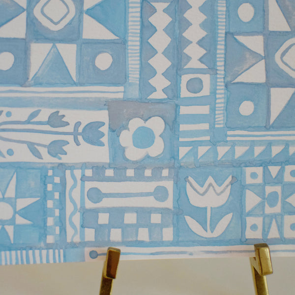 Original Watercolor Painting - Quilt Patterns - Light Blue ...